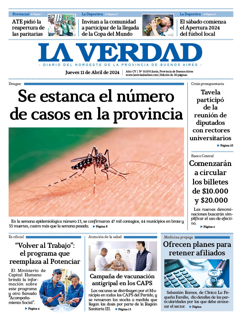 Jueves 11 de abril de 2024 - La Verdad Online de Junín, Buenos Aires ...